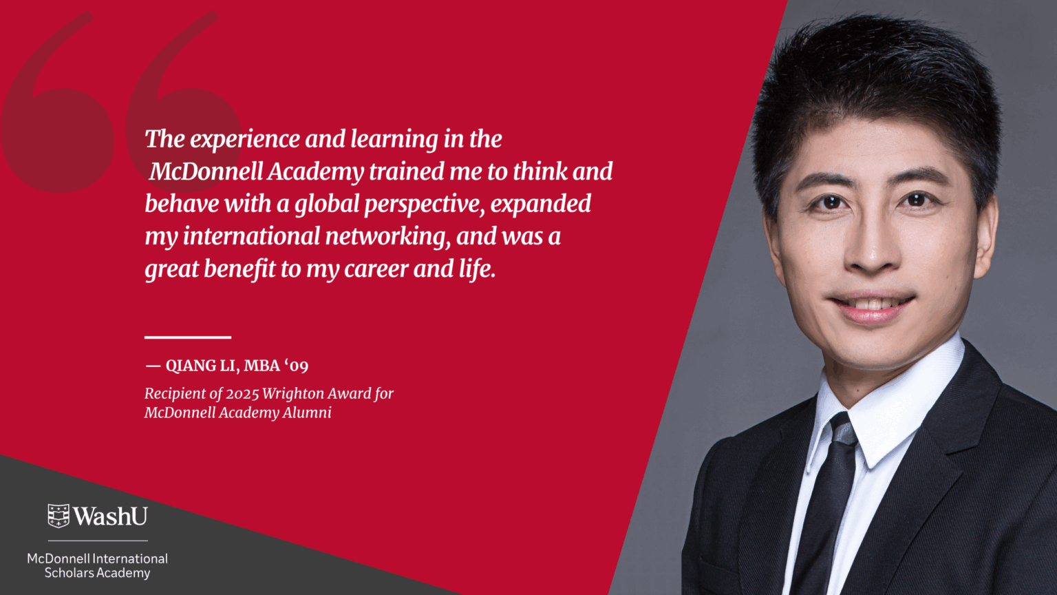 Qiang Li receives 2025 Wrighton Award - McDonnell Scholars Academy